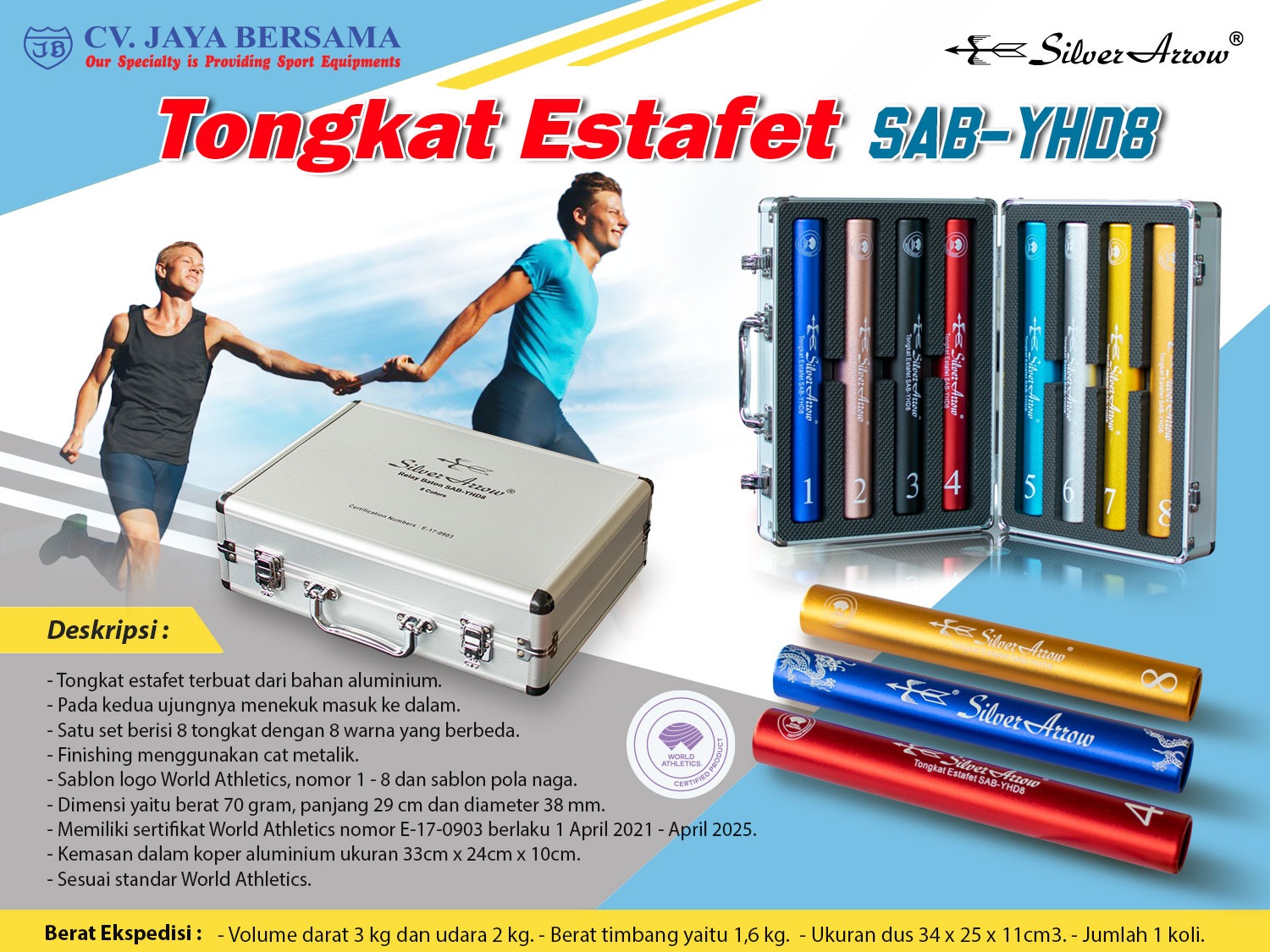 Tongkat Estafet SAB-YHD8 - Distributor Alat Olahraga